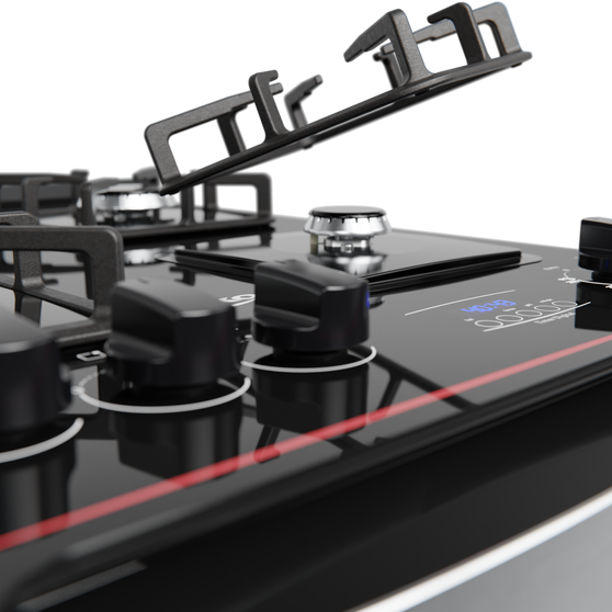 Fogão de Embutir 4 Bocas sem grill com Mesa de Vidro Preto 127/220 Diplomata Dako - Click Inox